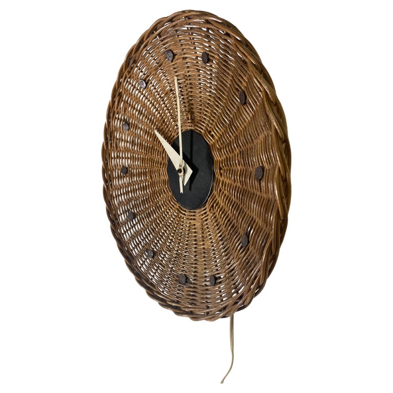 Classic Modernist Wicker Basket Clock by George Nelson for Howard ...