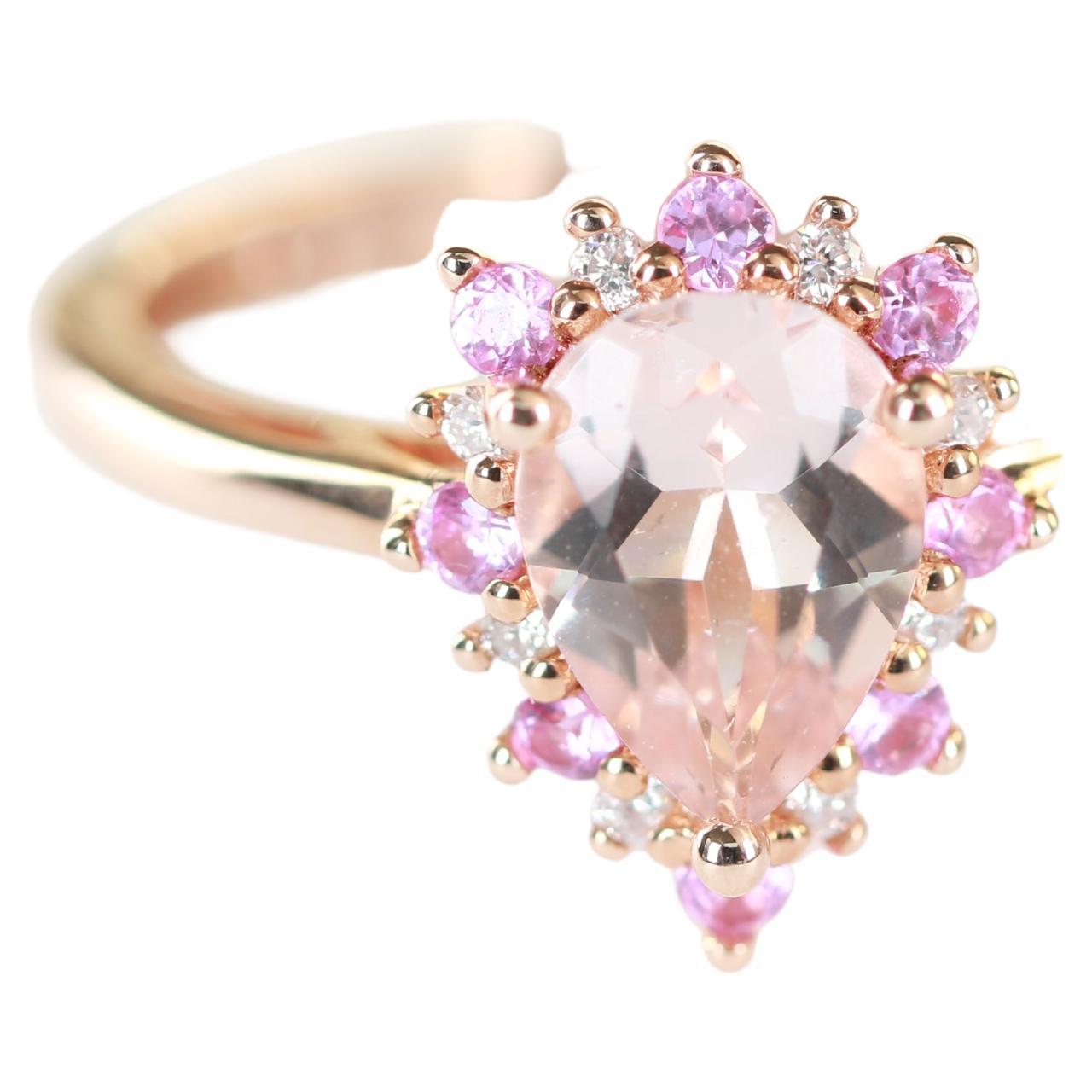 Pink Sapphire and Trillion Cut Diamond Ring For Sale at 1stDibs ...