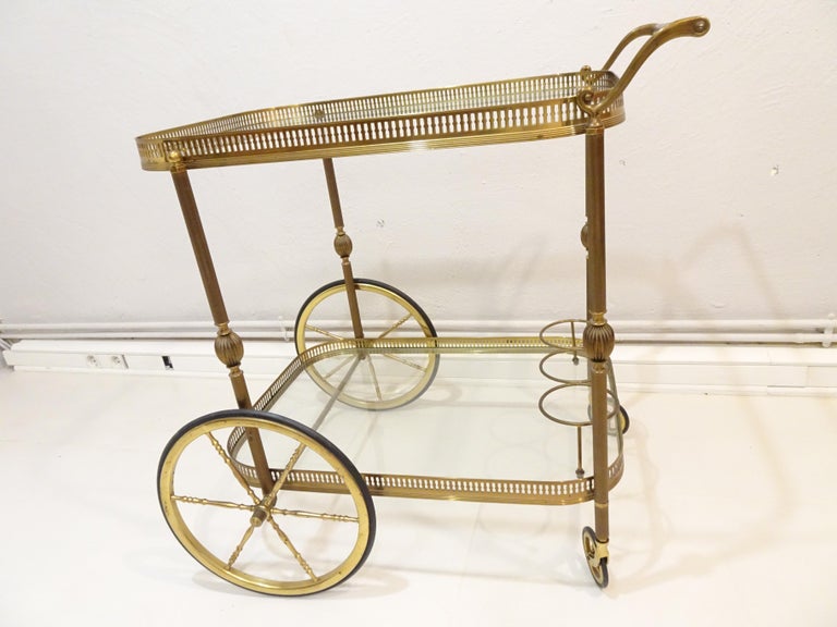 Classic Neoclassical / Hollywood Regency Gilded Brass Trolley at 1stDibs