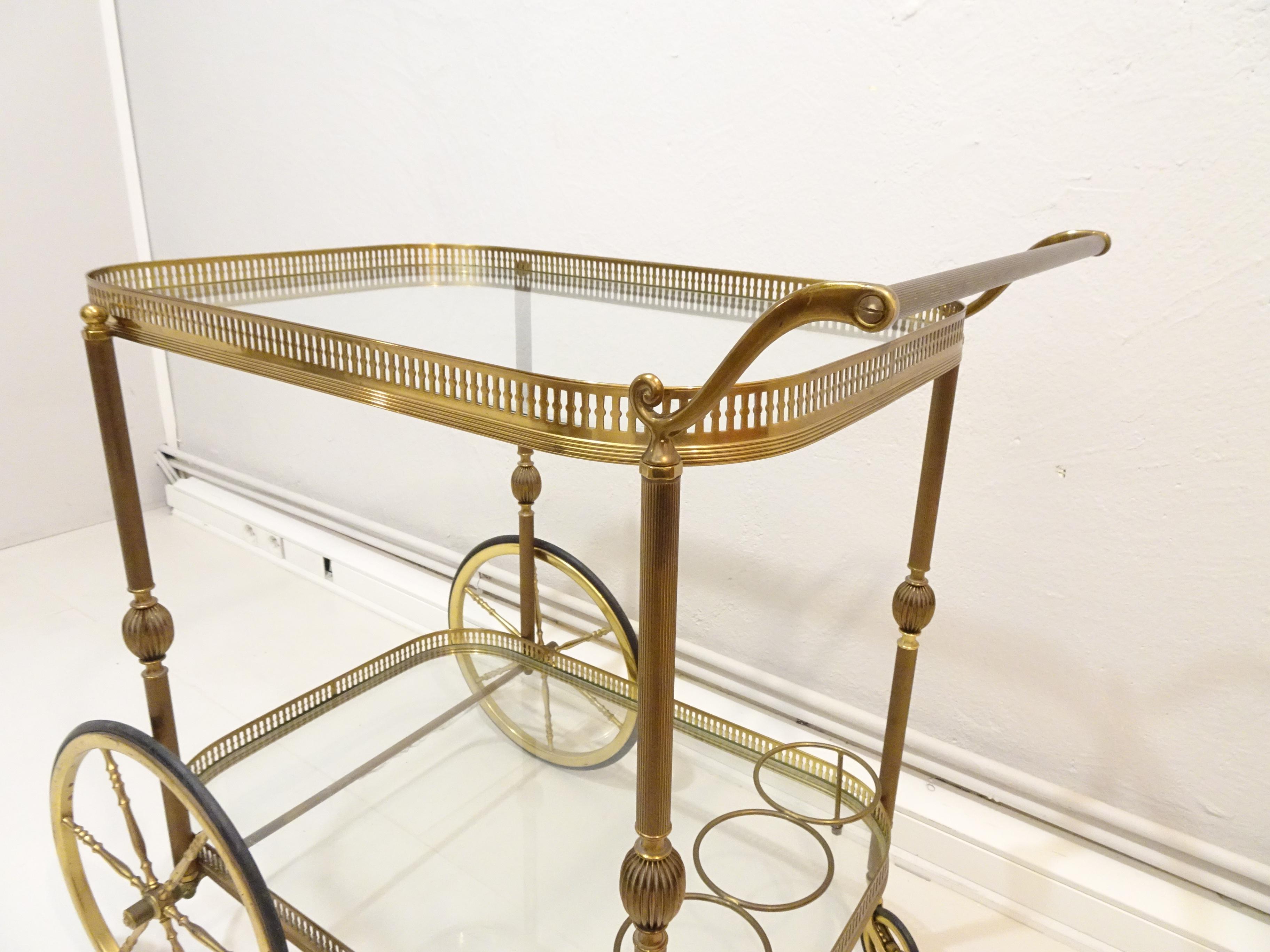 Classic Neoclassical / Hollywood Regency Gilded Brass Trolley at 1stDibs