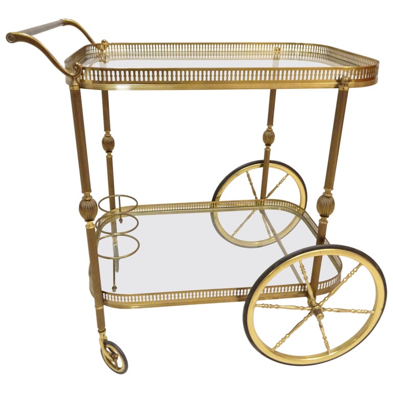 Classic Neoclassical / Hollywood Regency Gilded Brass Trolley at 1stDibs