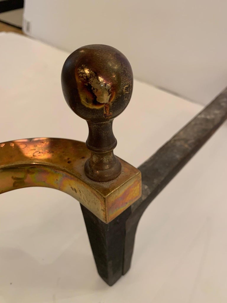 Classic Pair of Cast Brass Cannonball Designed Vintage Andirons For ...