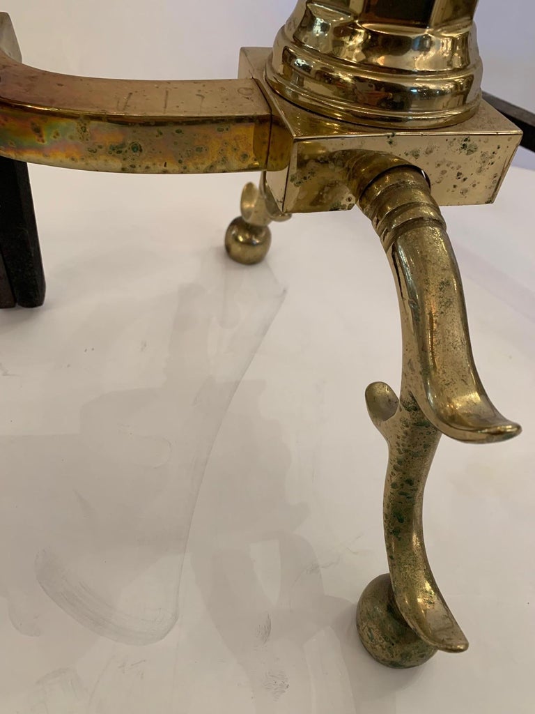 Classic Pair of Cast Brass Cannonball Designed Vintage Andirons For ...
