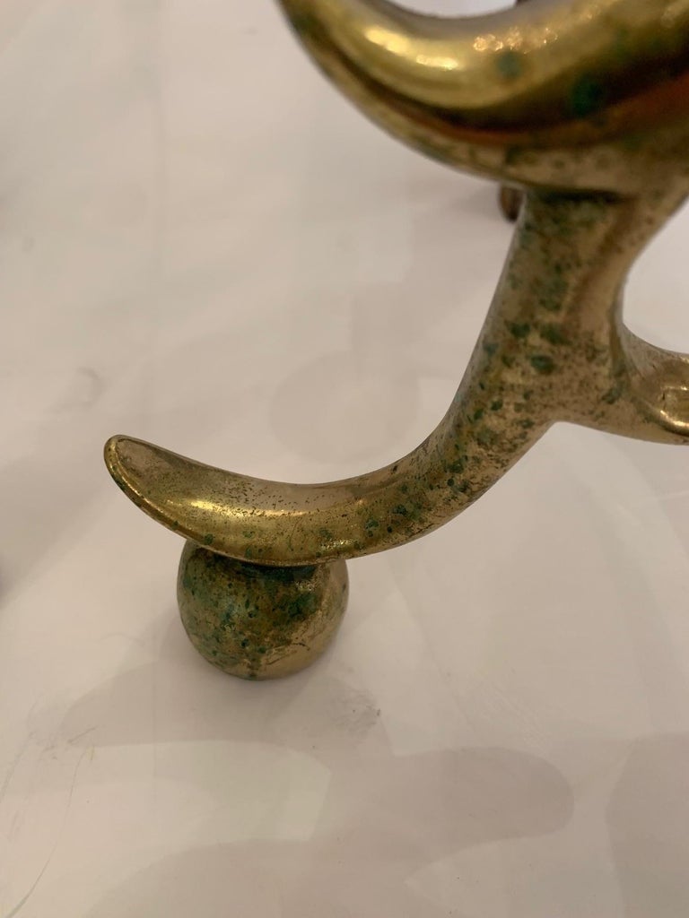 Classic Pair of Cast Brass Cannonball Designed Vintage Andirons For ...