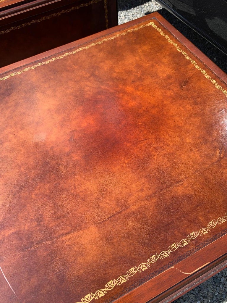 Classic Pair of Leather Top Pembroke Side End Tables at 1stDibs