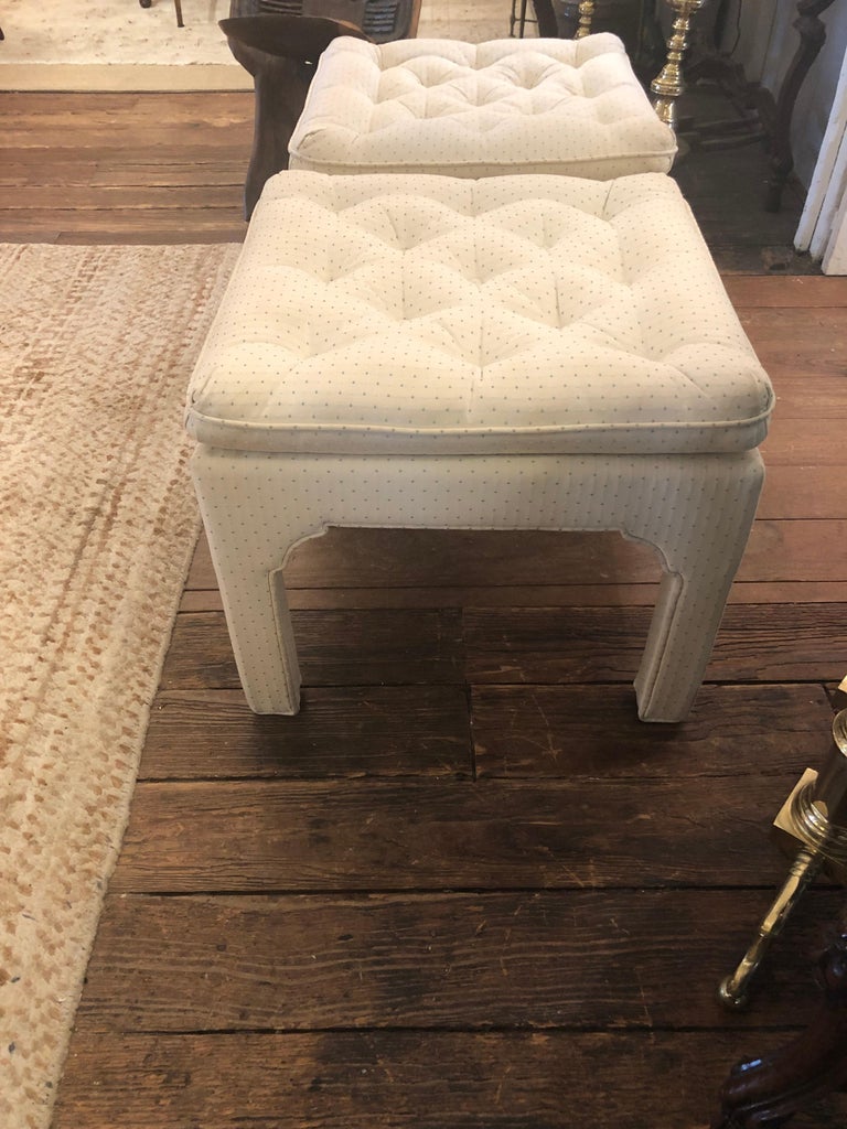 Classic Pair of Mid Century Modern Tufted Pillowtop Ottomans For Sale ...