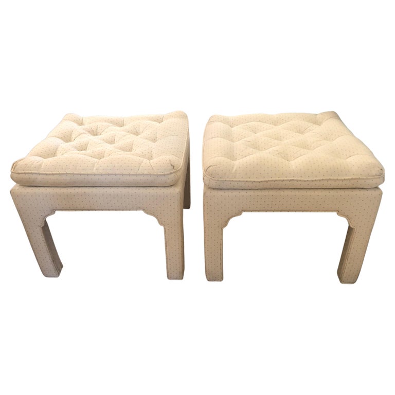 Classic Pair of Mid Century Modern Tufted Pillowtop Ottomans For Sale ...