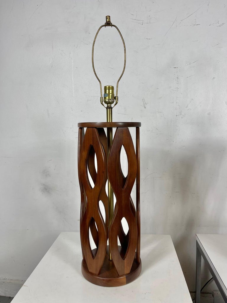 Classic Pair Sculpted Walnut Mid Century Modern Table Lamps by Modeline ...