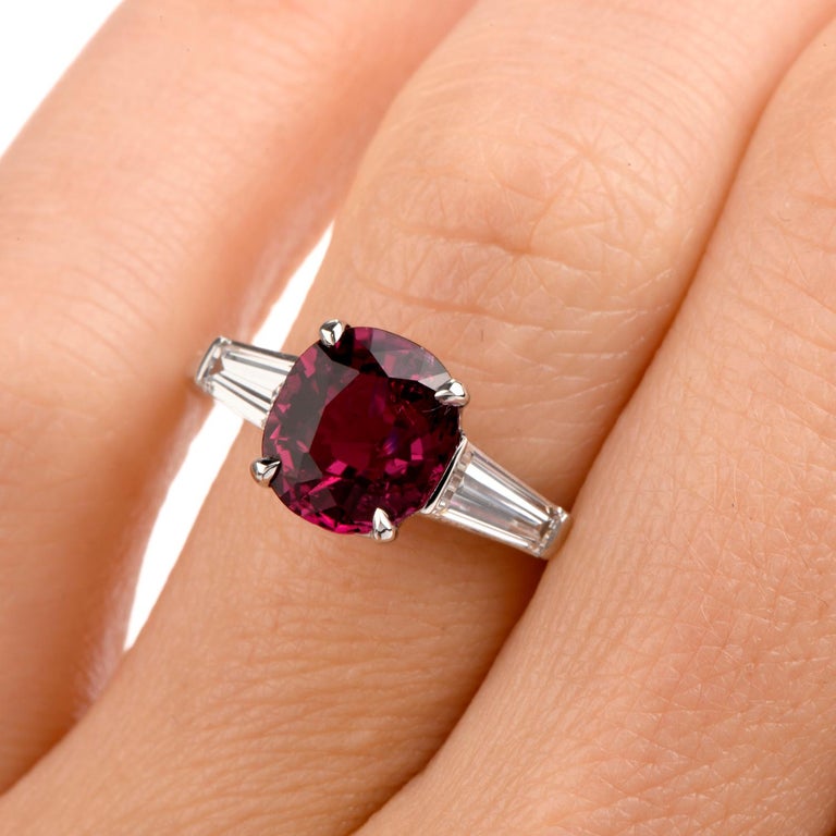 Classic Red Ruby Diamond Platinum Ring at 1stDibs