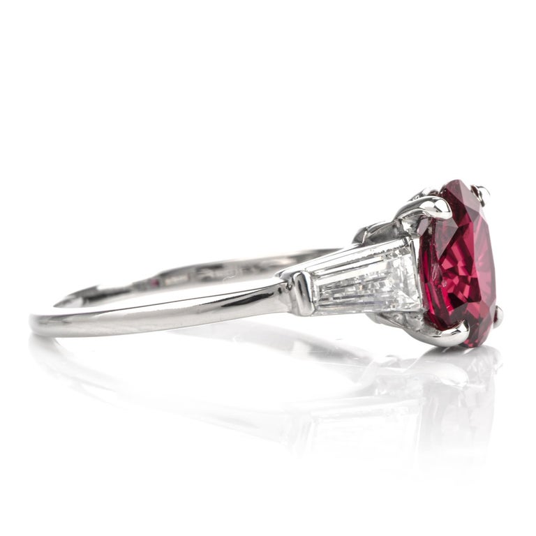 Classic Red Ruby Diamond Platinum Ring at 1stDibs