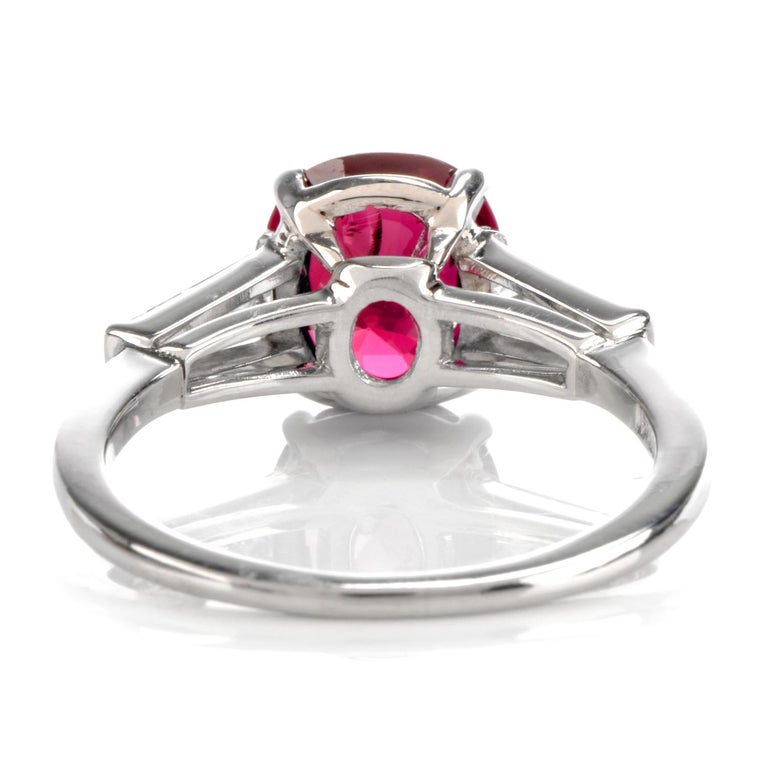 Classic Red Ruby Diamond Platinum Ring at 1stDibs