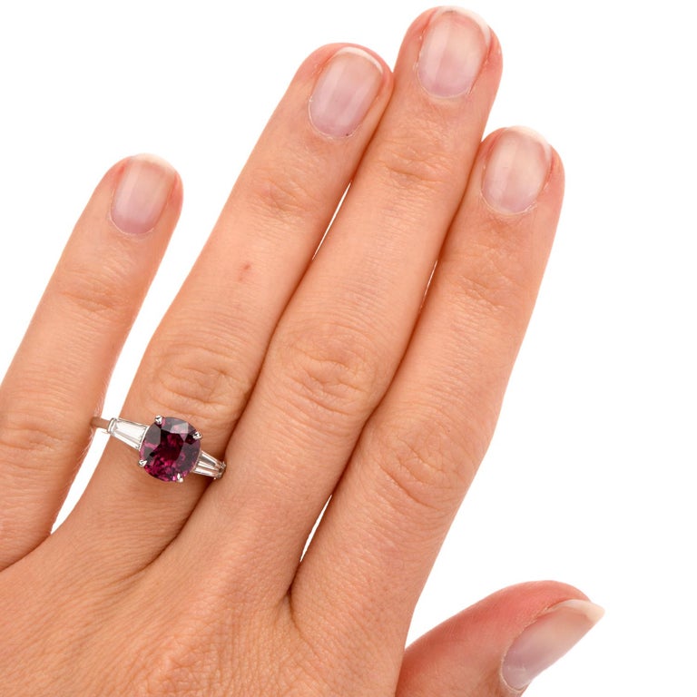 Classic Red Ruby Diamond Platinum Ring at 1stDibs