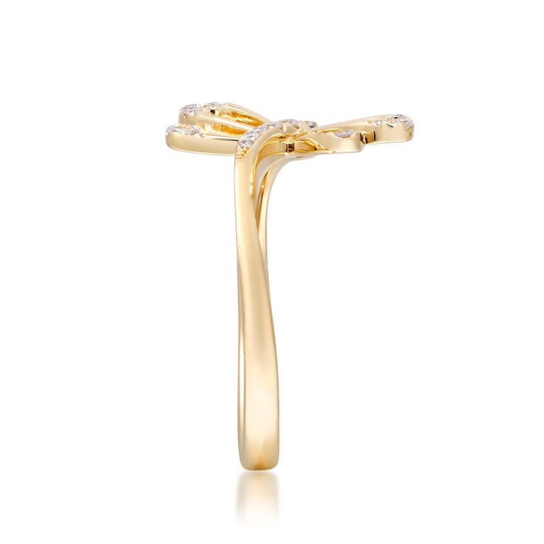 Classic Round-Cut White Diamond Accents 14K Yellow Gold Ring For Sale ...