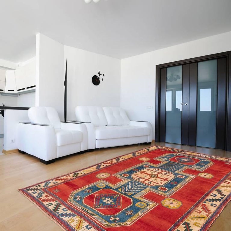 Classic Azeri Rug Wool Handmade Geometry Design. 4.10 x 3.05 m. at 1stDibs