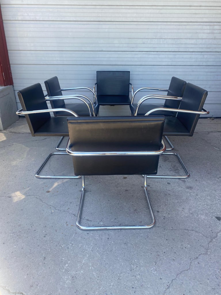 Classic set 6 Brno Chairs , , Black Leather and Chrome, , MADE BY kNOLL ...