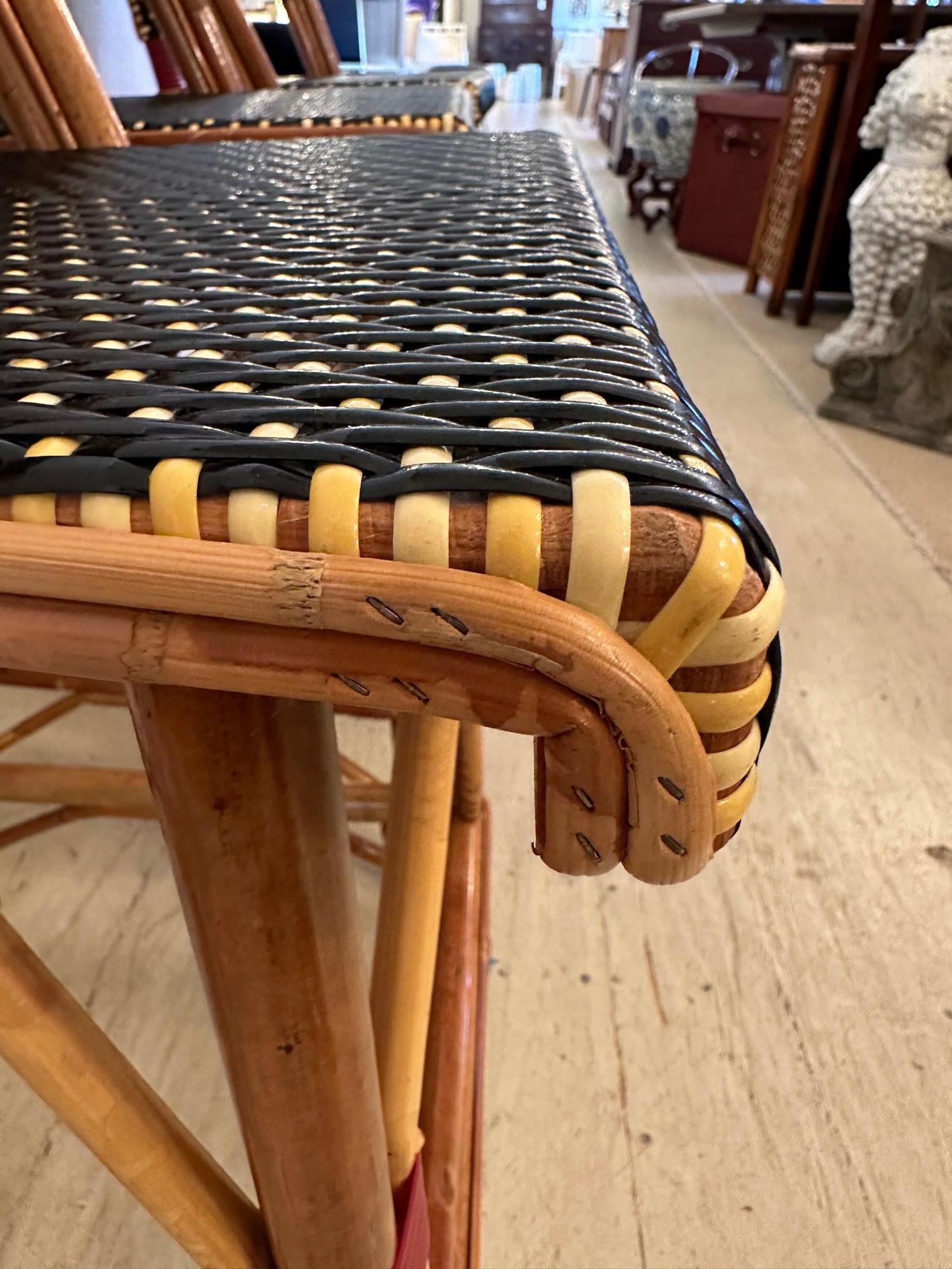 Classic Set of 3 Maison Drucker Rattan and Wicker Counter Stools For ...