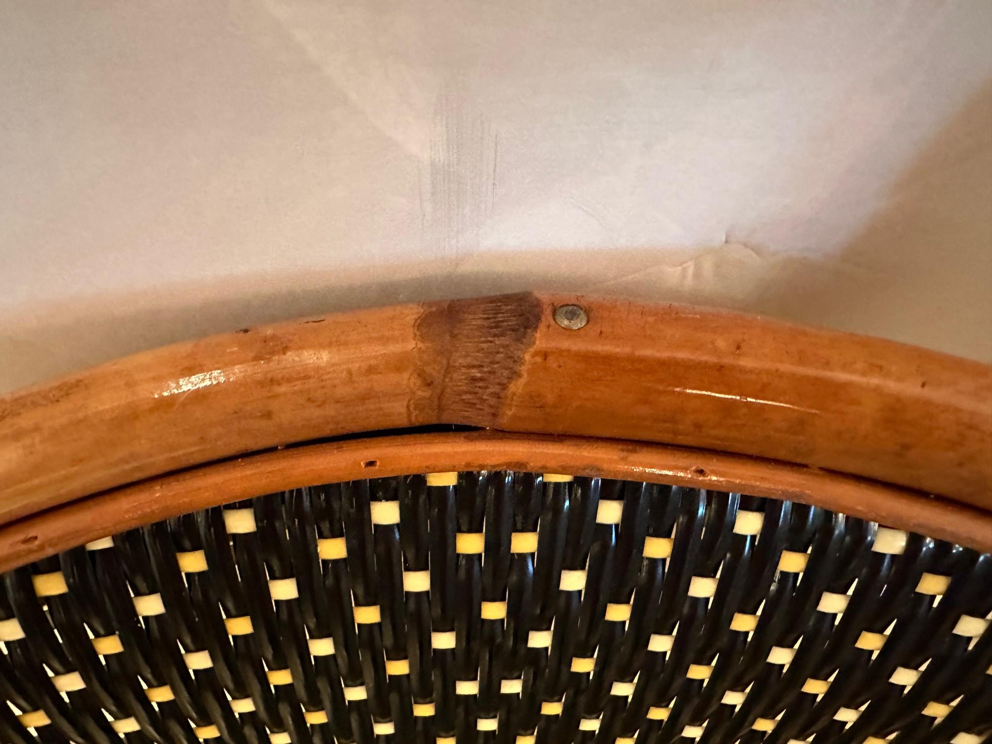 Classic Set of 3 Maison Drucker Rattan and Wicker Counter Stools For ...