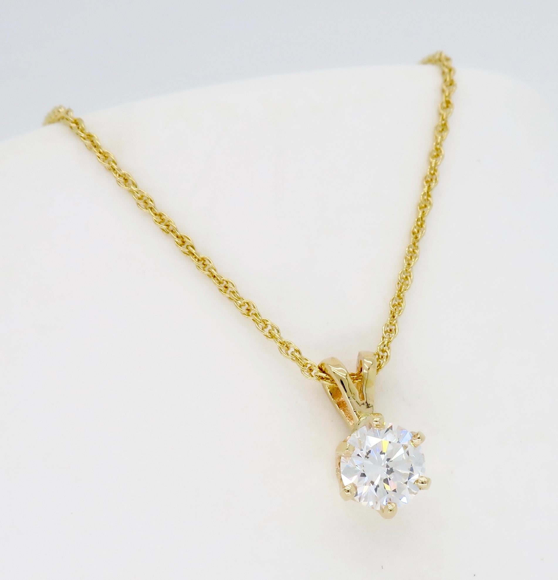 Classic Six Prong Diamond Pendant Necklace at 1stDibs | 6 prong diamond ...