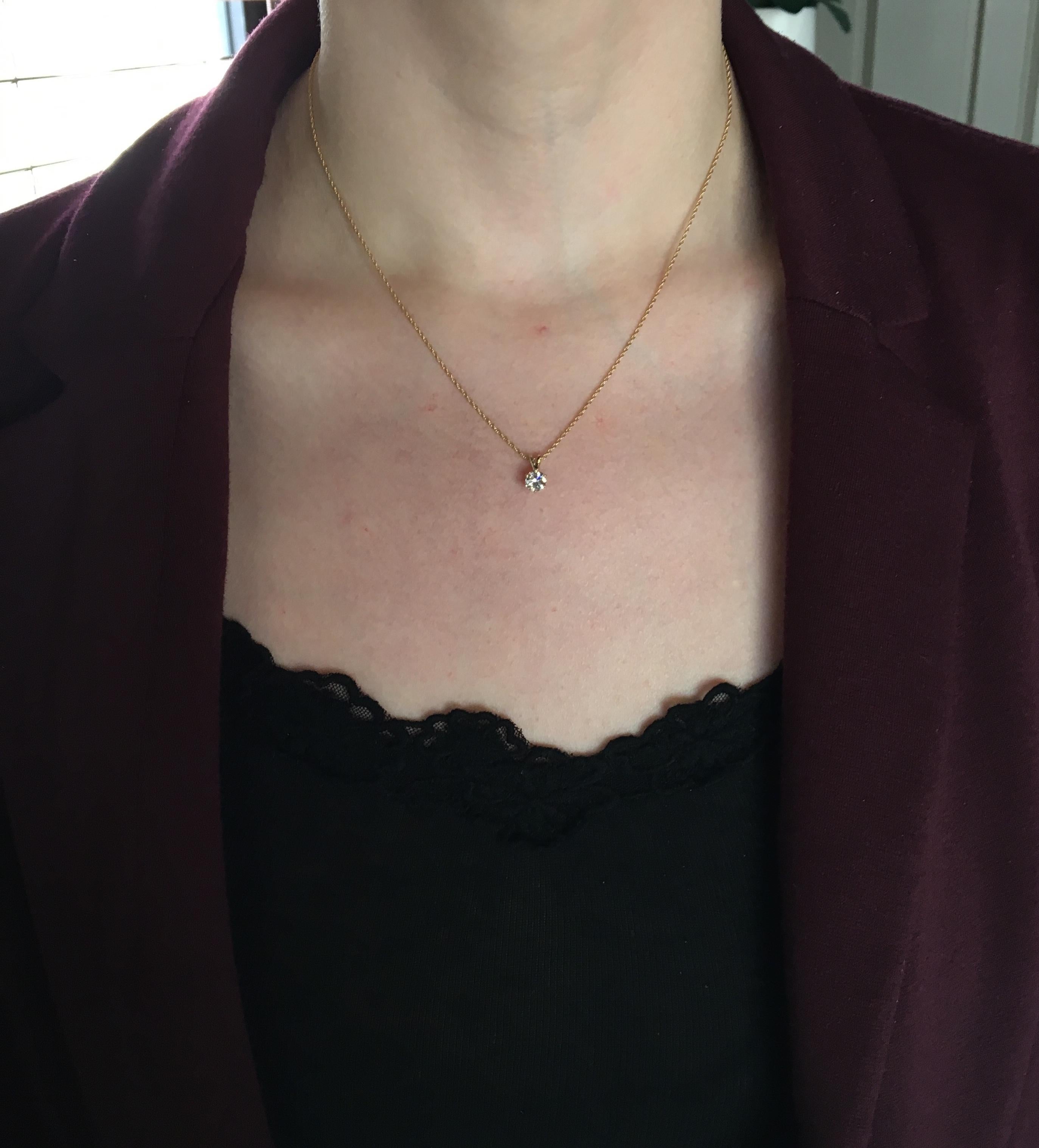 Classic Six Prong Diamond Pendant Necklace at 1stDibs | 6 prong diamond ...