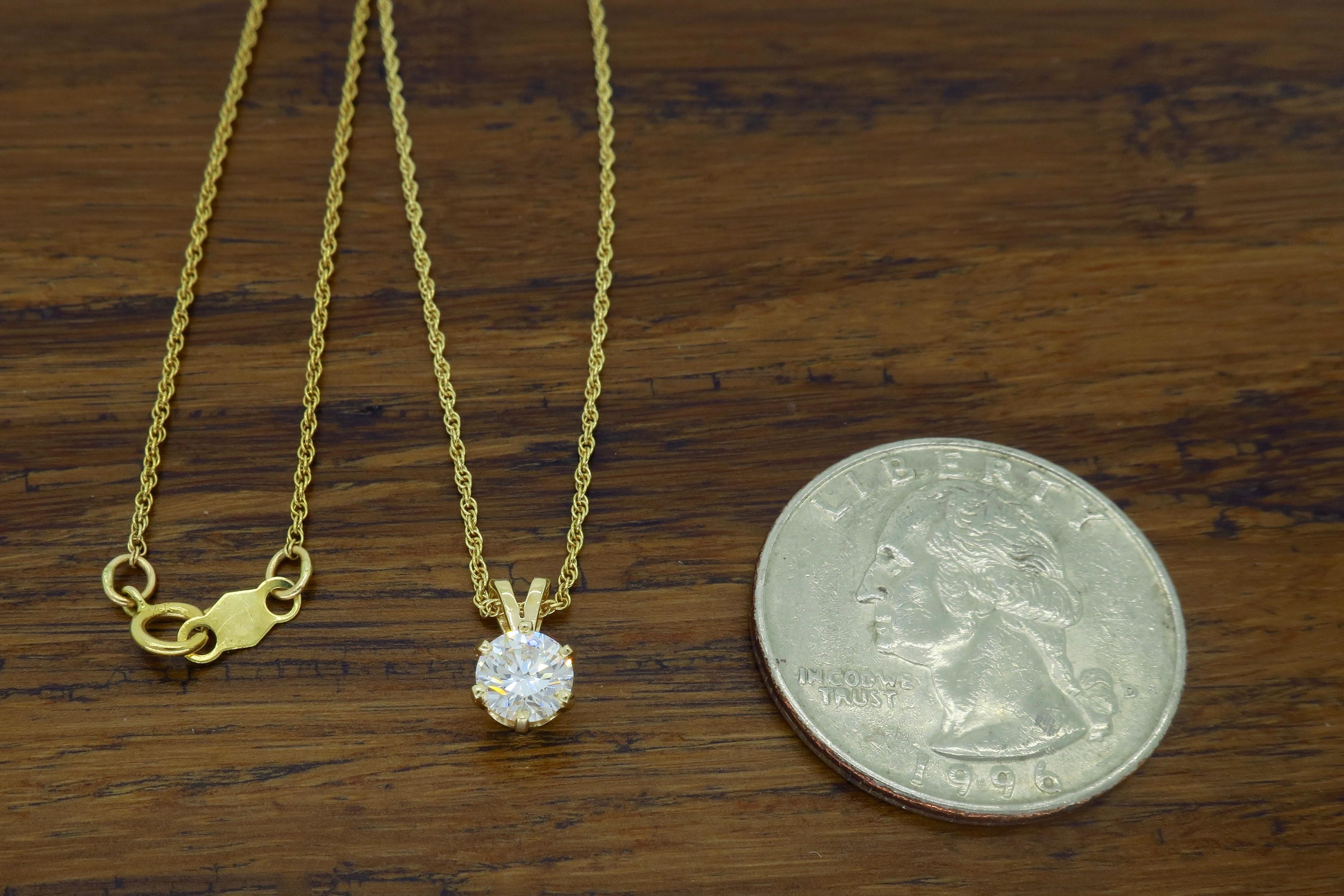 Classic Six Prong Diamond Pendant Necklace at 1stDibs | 6 prong diamond ...