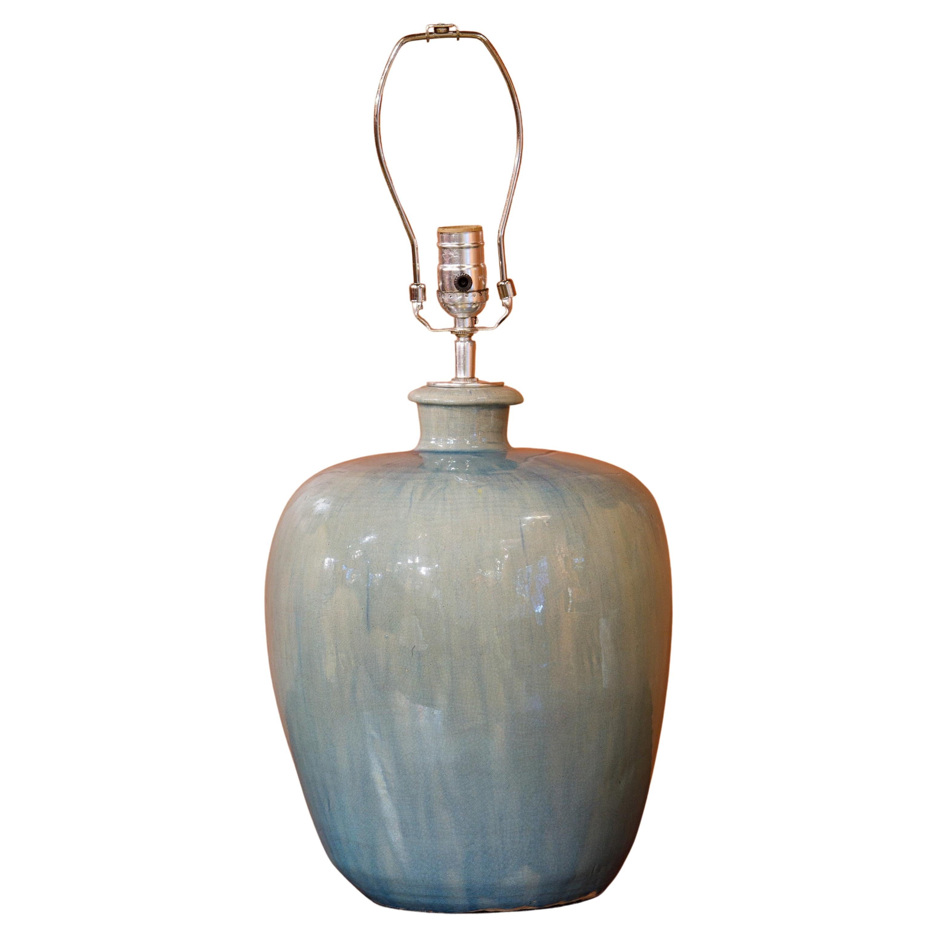 Classic Stoneware Blue/Green Table Lamp with Beautiful Glaze For Sale ...
