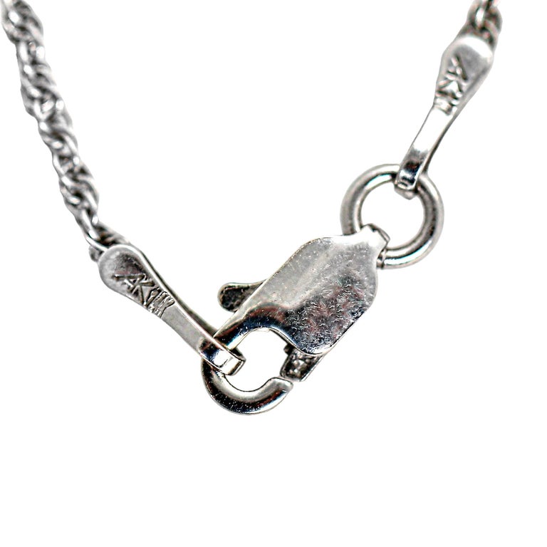 Classic Style 18K White Gold, Emerald and Diamond Cocktail Pendant For ...