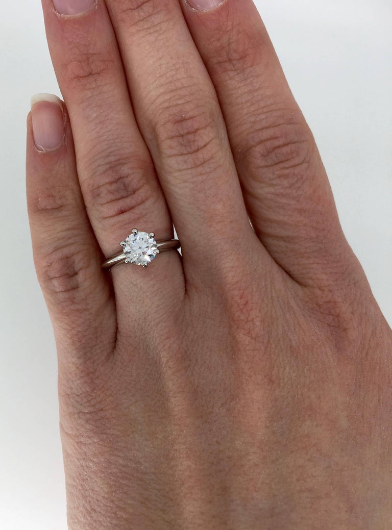 Classic Tiffany and Co. Diamond Solitaire Platinum Ring at 1stDibs