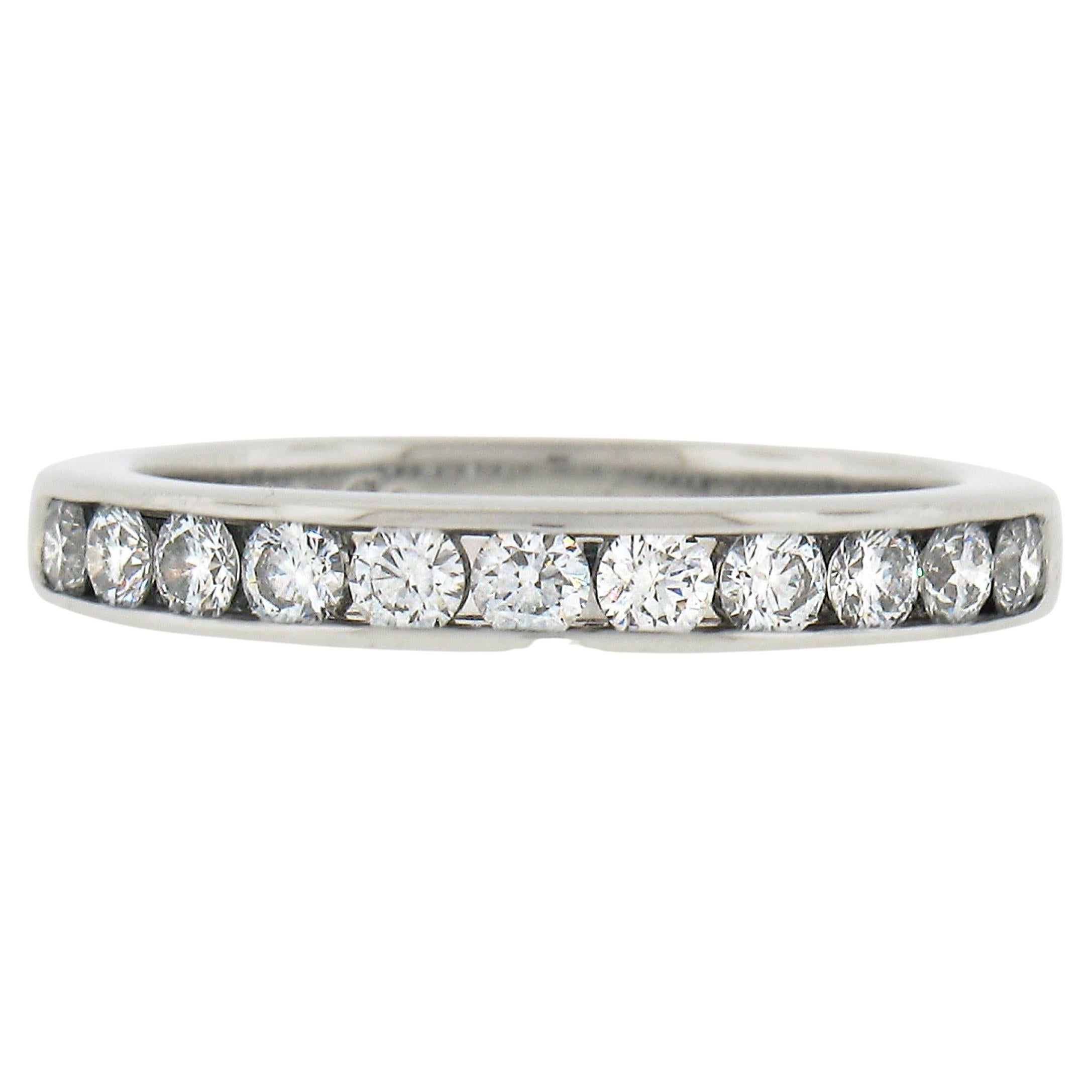 Classic Tiffany and Co. Platinum 0.33ctw Channel Round Diamond Wedding ...