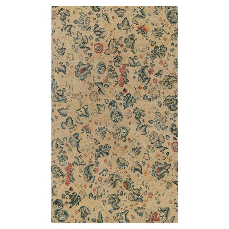 Rug and Kilim's Classic Tudor Style Rug in Cream and Green Floral ...