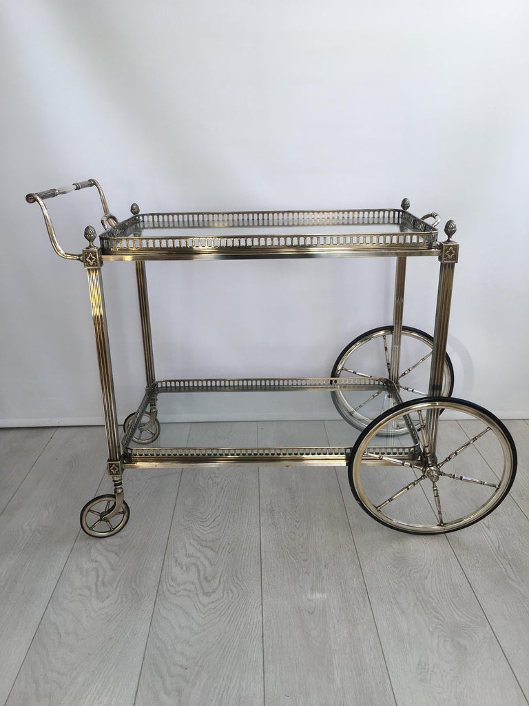 Classic Vintage French Silver Drinks Trolley or Bar Cart at 1stDibs