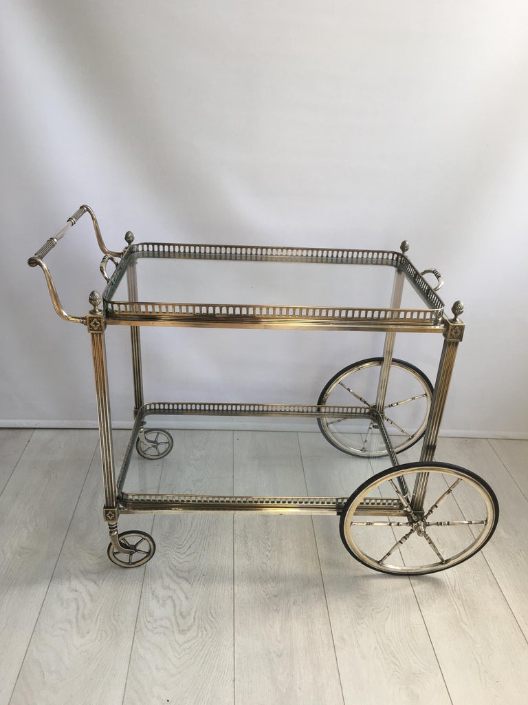 Classic Vintage French Silver Drinks Trolley or Bar Cart at 1stDibs
