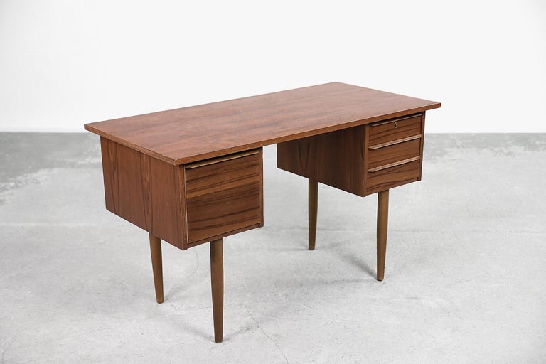Classic Vintage Mid-Century Scandinavian Modern Teak Wood Desk with ...