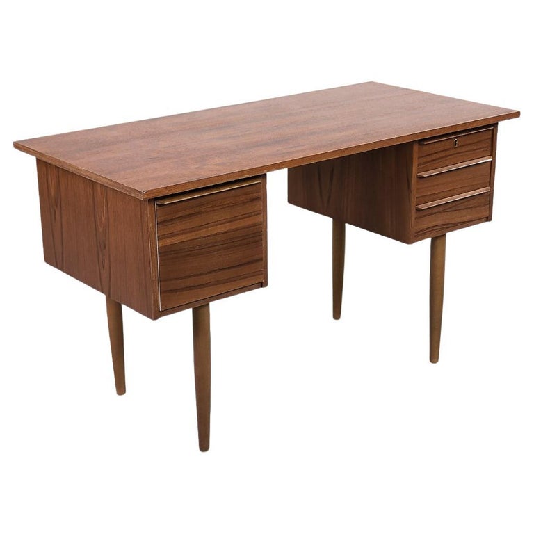 Classic Vintage Mid-Century Scandinavian Modern Teak Wood Desk with ...