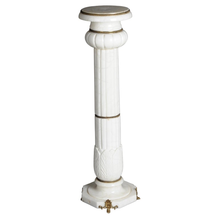 Classic White Marble Column, 20th Century For Sale at 1stDibs