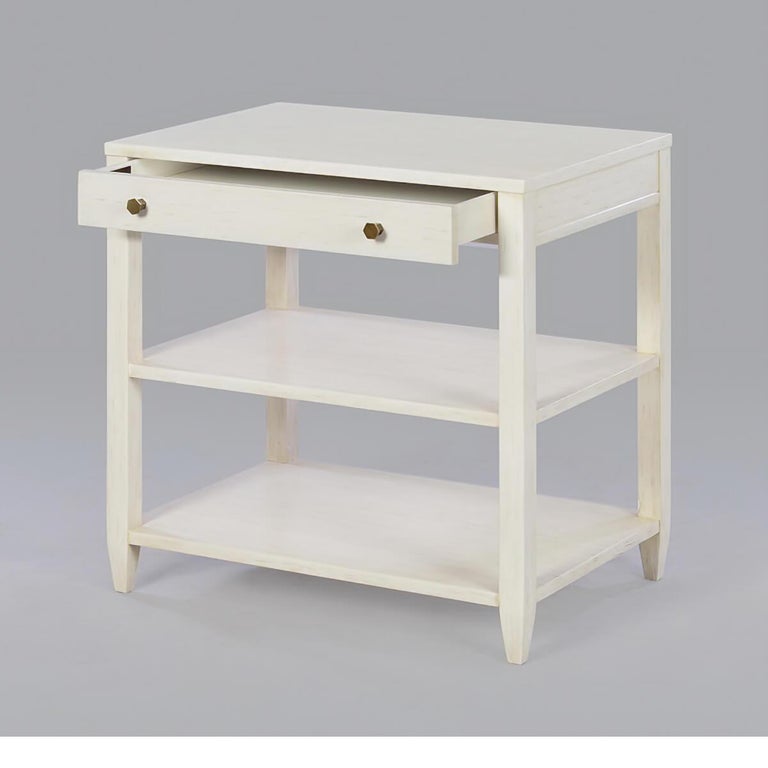 Classic Wide Side Table, Rustic White For Sale at 1stDibs