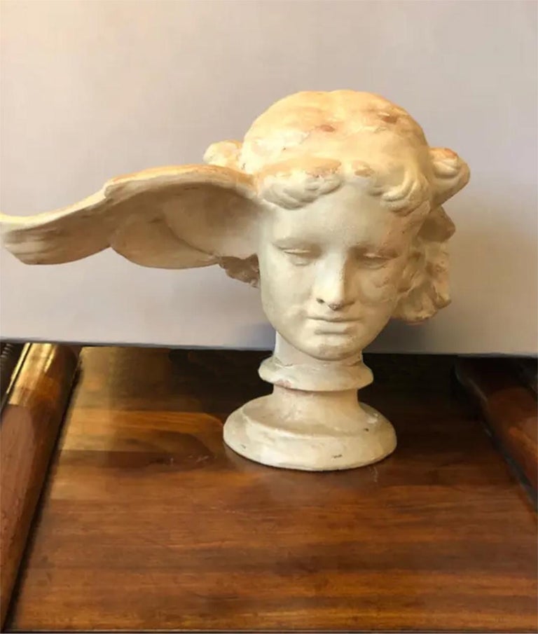 Classic Winged Head Plaster Sculpture at 1stDibs