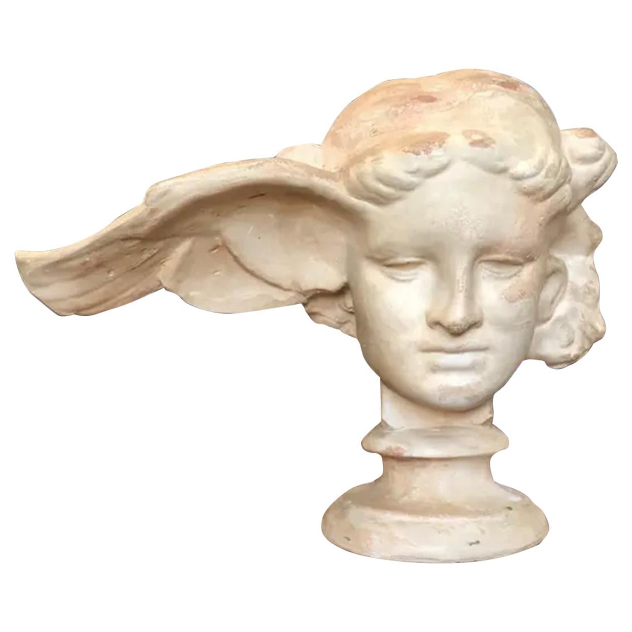 Classic Winged Head Plaster Sculpture at 1stDibs
