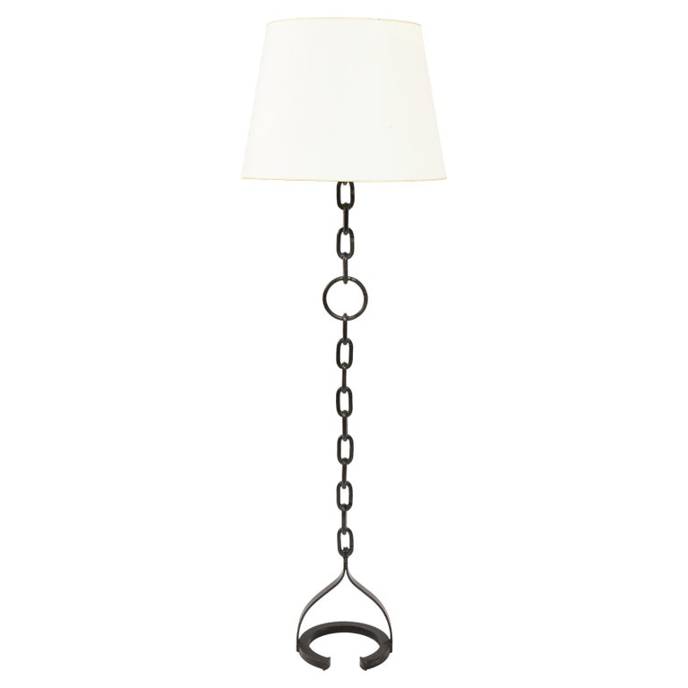 Classic Wrought Iron Chain Motif Standing Lamp, France, 1960's For Sale ...