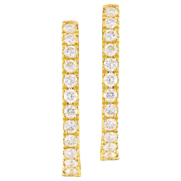 Classic Yellow Gold Diamond Hoops with Diamonds Inside and Outside For ...