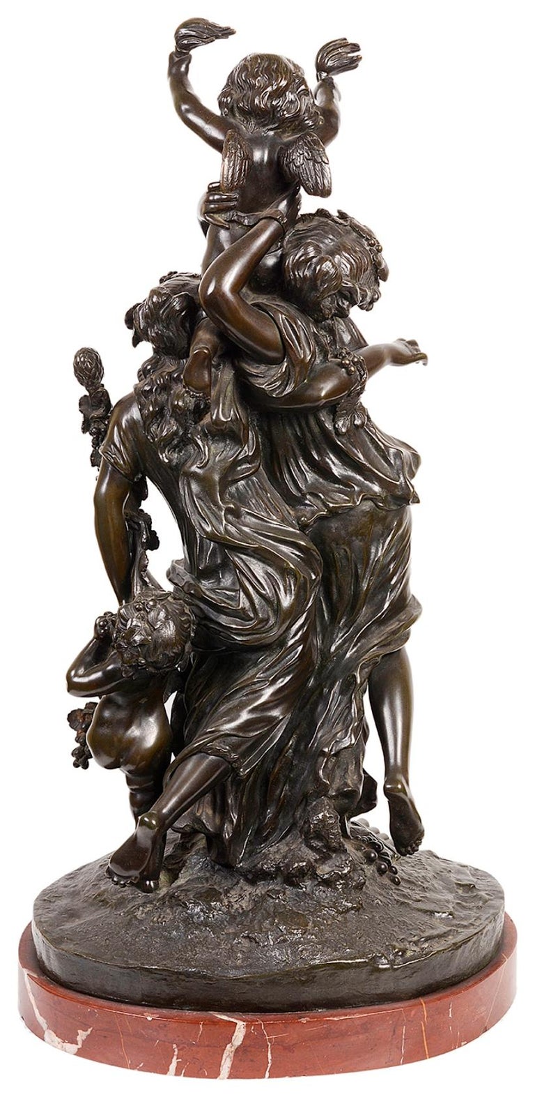 Classical 19th Century Bronze Group of Two Maidens Carry a Cherub at ...