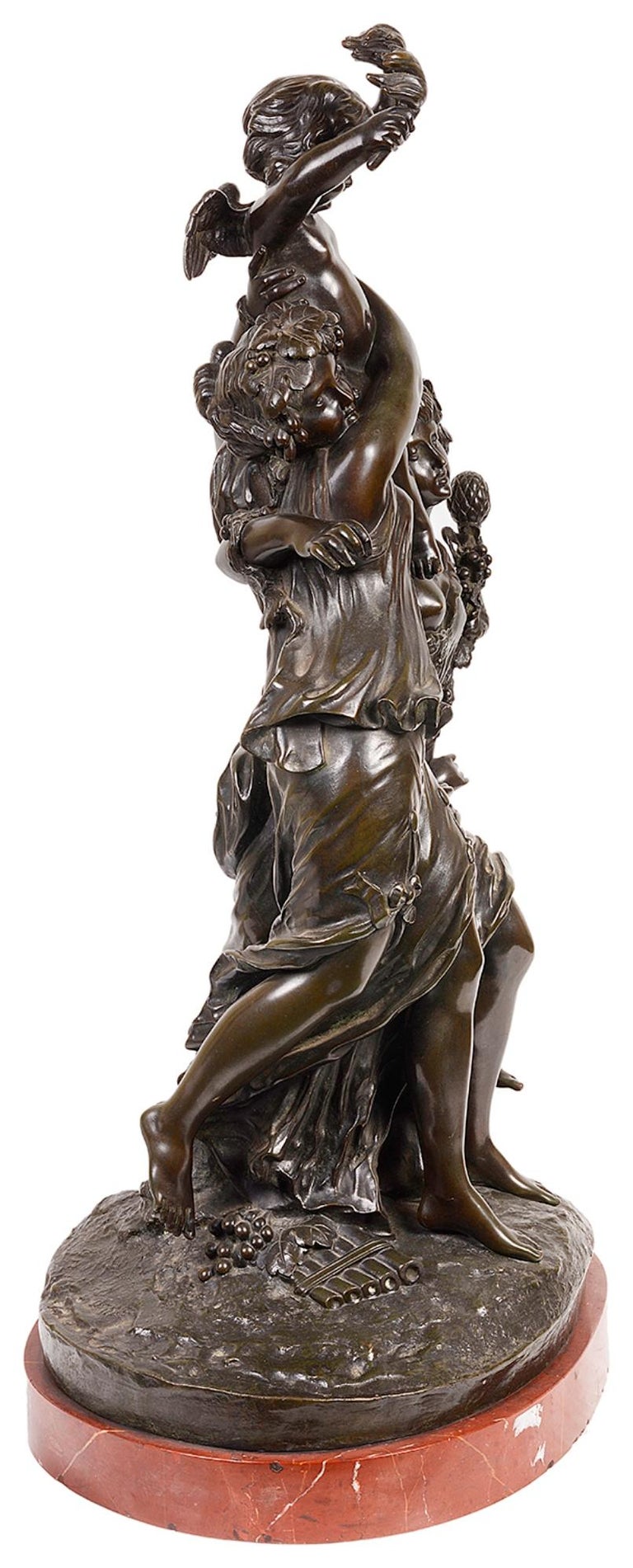 Classical 19th Century Bronze Group of Two Maidens Carry a Cherub at ...