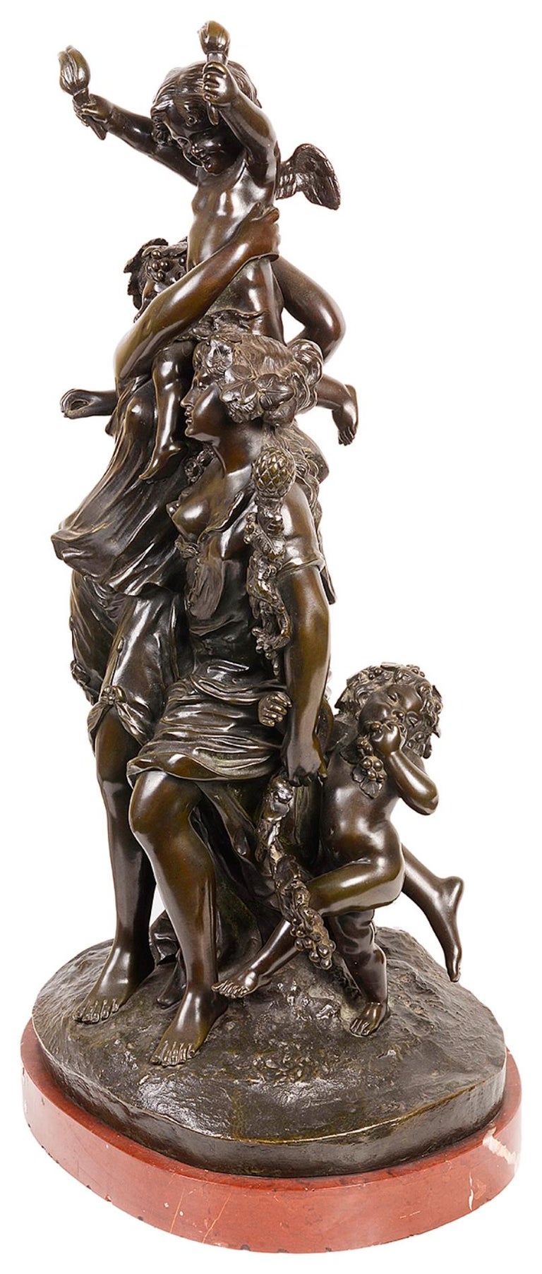 Classical 19th Century Bronze Group of Two Maidens Carry a Cherub at ...