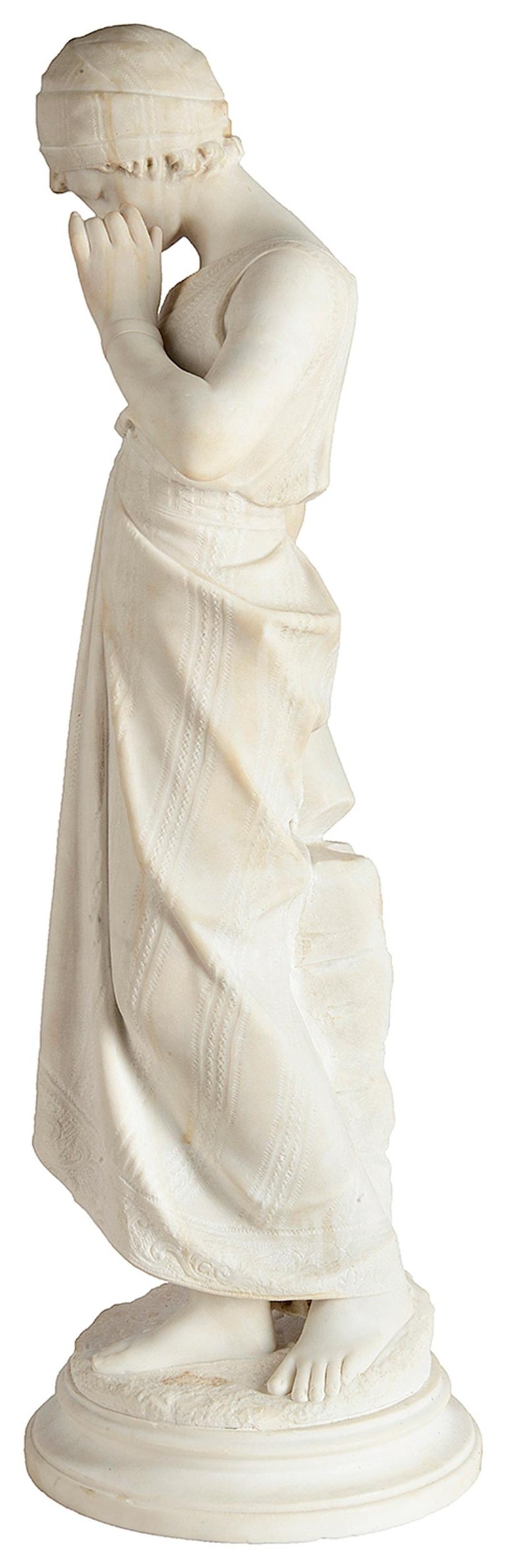Classical 19th Century Marble Statue of Maiden Holding a Water Jug at ...