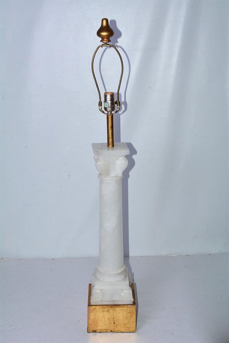 Classical Alabaster Column Lamp For Sale at 1stDibs