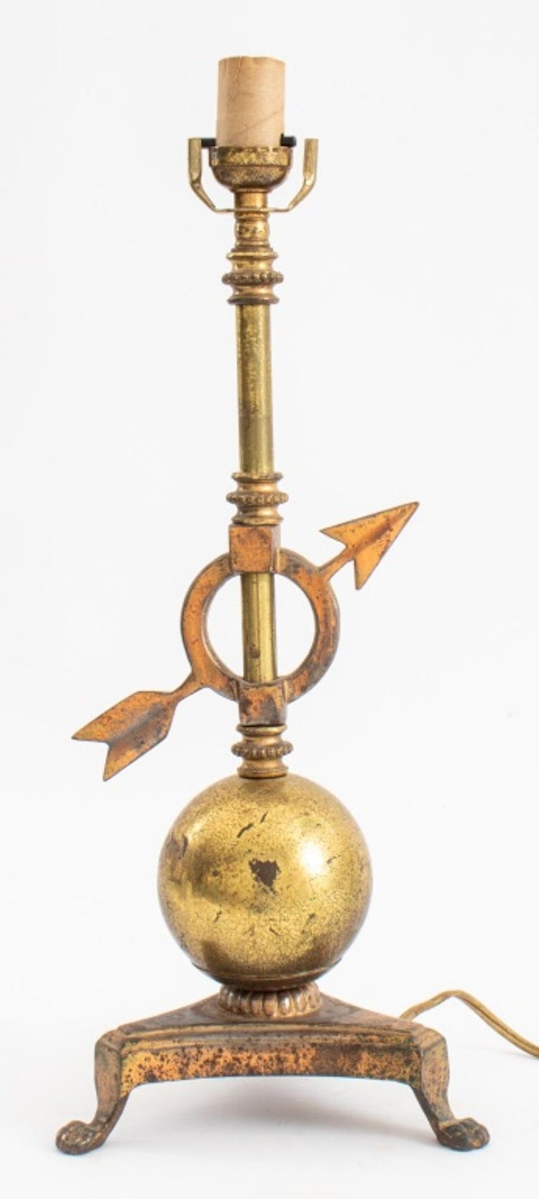 Classical Ball and Arrow Brass Table Lamp For Sale at 1stDibs