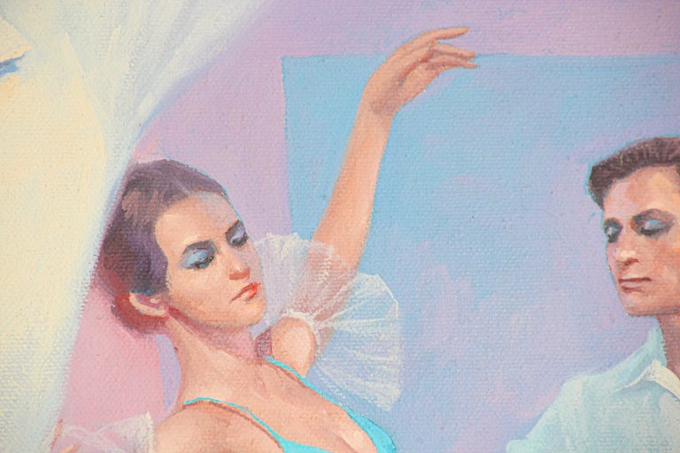 Classical Ballet Dancers Large Oil Painting on Canvas For Sale at 1stDibs