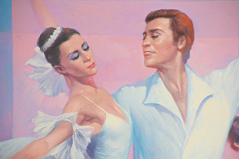Classical Ballet Dancers Large Oil Painting on Canvas For Sale at 1stDibs