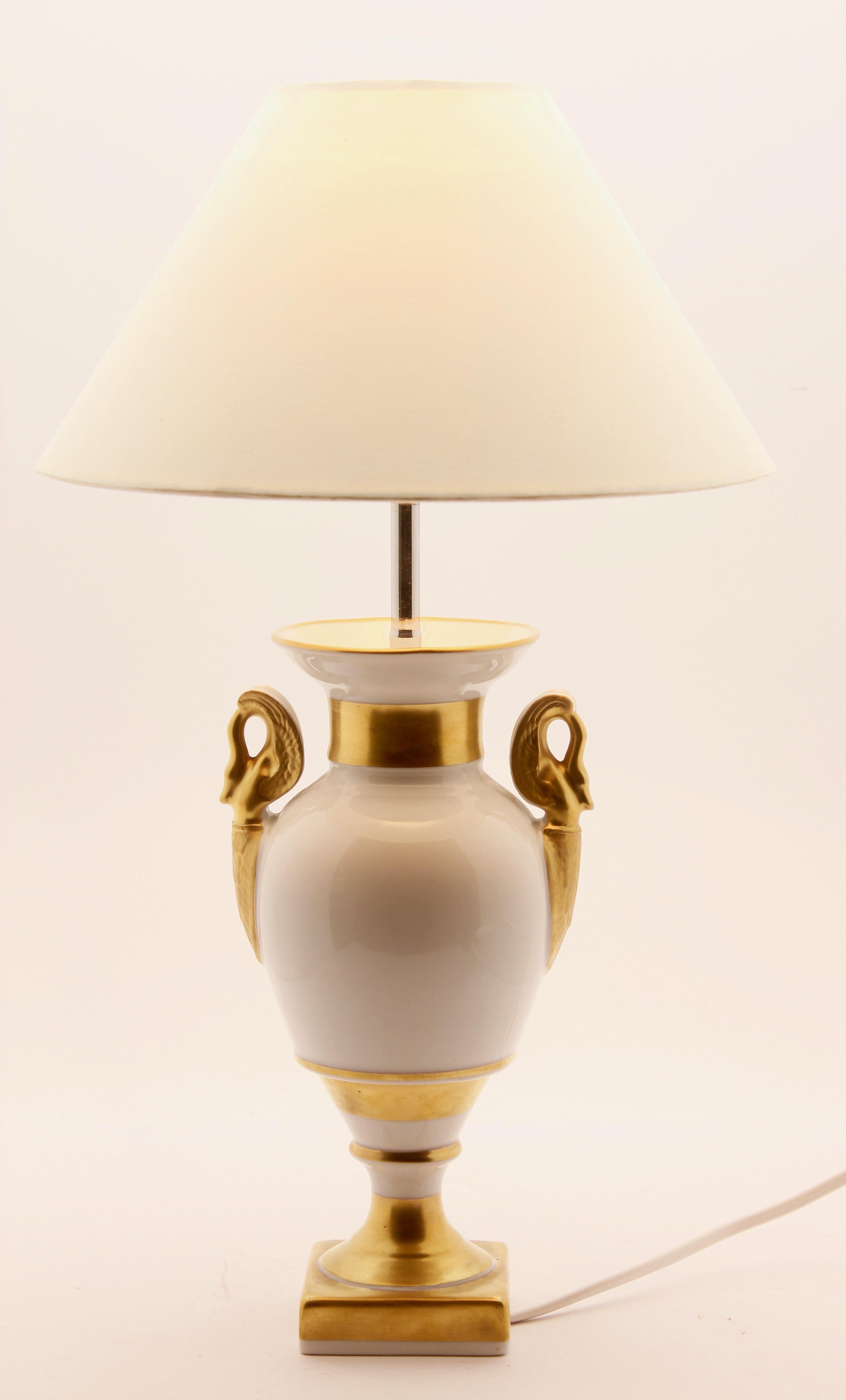 Classical Baluster-Shaped Porcelain Table Lamp Base by Baudour, Belgium ...