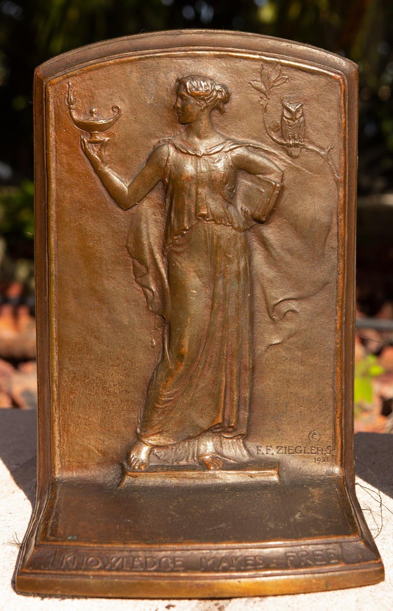 Classical Bronze Bookends of "Science" and "Knowledge" at 1stDibs