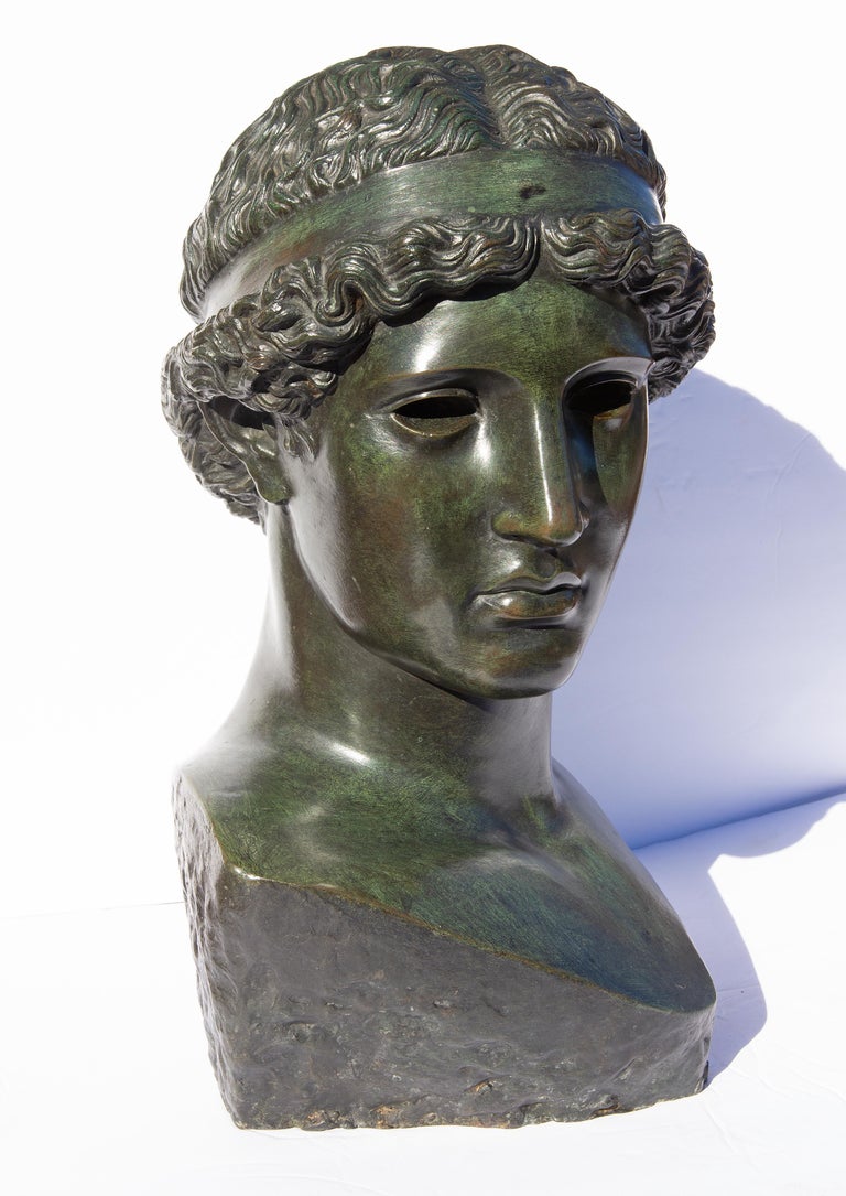 Classical Bronze Bust of Young Greek or Roman Man Life Size For Sale at ...